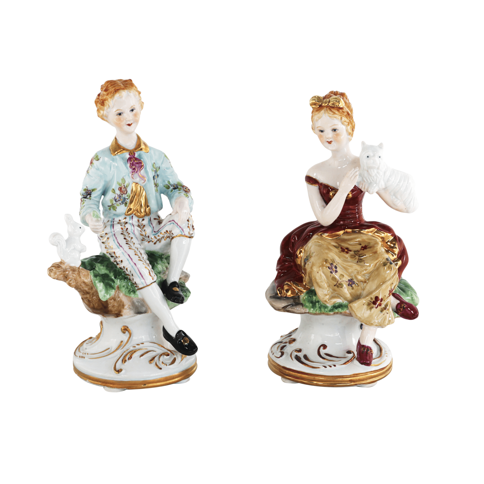 Rococo Style Porcelain Young Girl & Boy Figurine Pair - Walmart.com