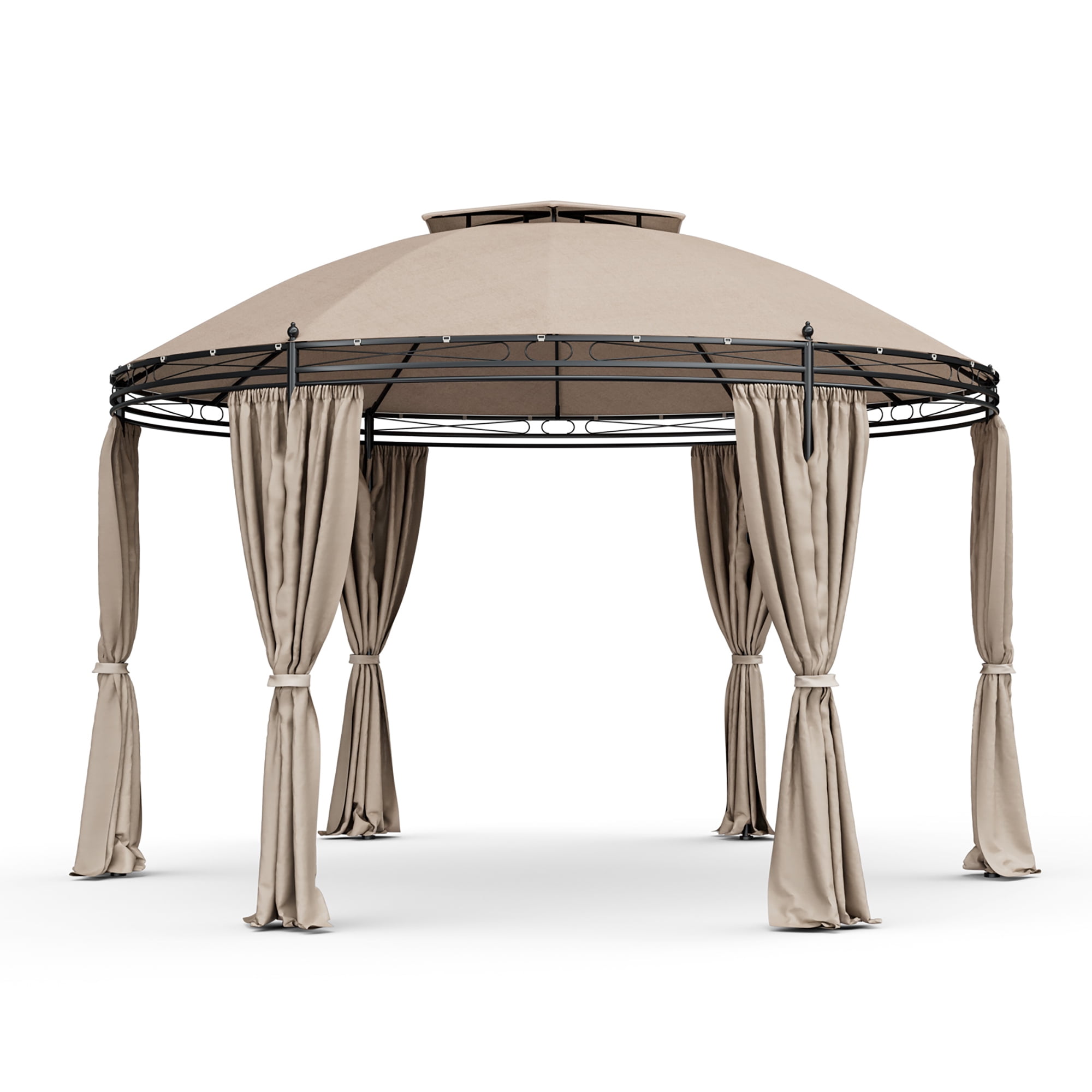 Gymax 11.5' Outdoor Patio Round Dome Gazebo Canopy Shelter Double Roof ...
