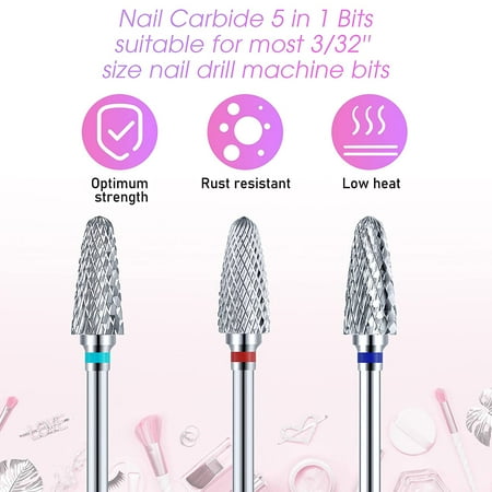 3 Pieces 3/32 Inches Safety Bit Nail Carbide Bit, Nail Drill Bits for ...