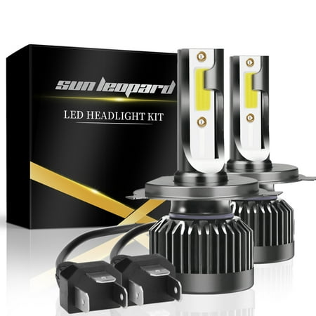 H4 LED Headlight Bulbs, 6500K 12000 Lumens Extremely Super Bright 9003 ...