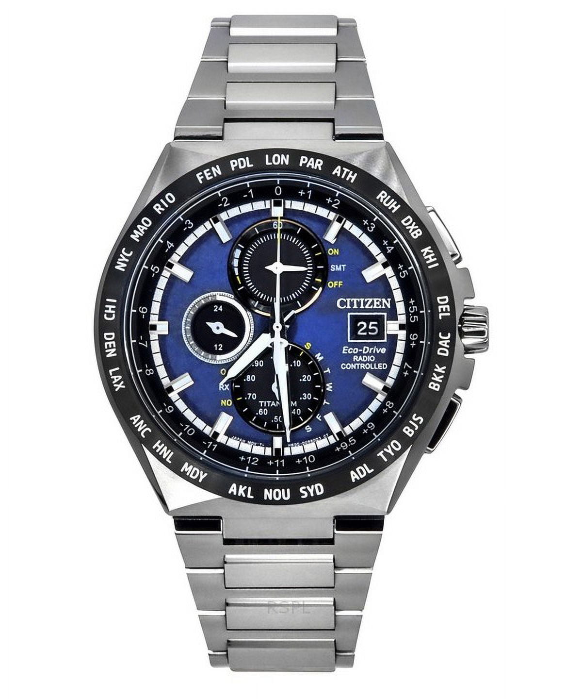 Citizen Eco-Drive Radio Controlled GMT Chronograph Super Titanium Blue ...