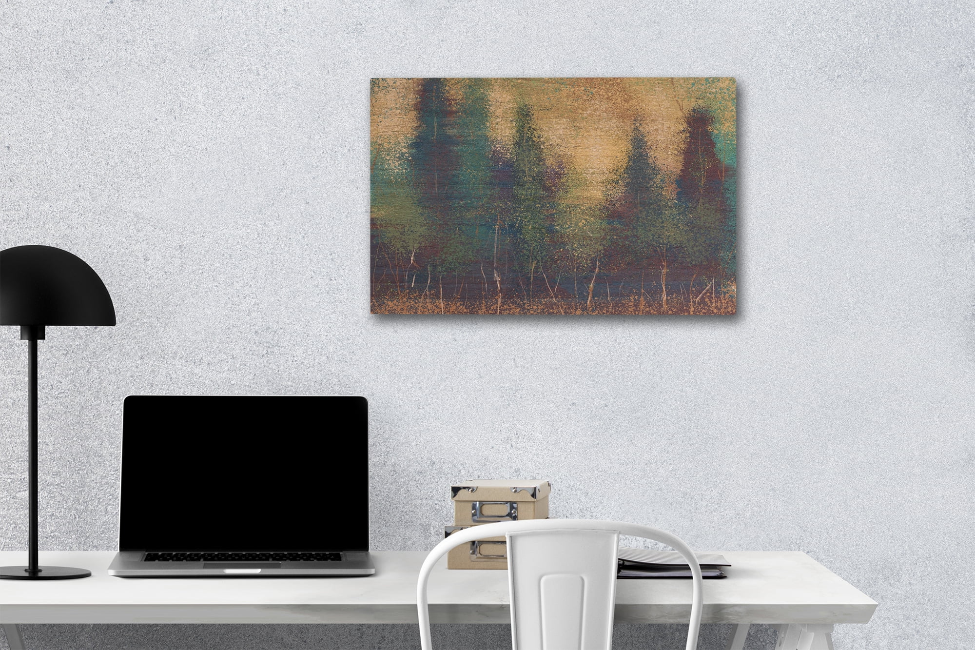 Abstract Trees 2, Oil Painting Birch Wood Wall Sign (12x18 Rustic Home ...