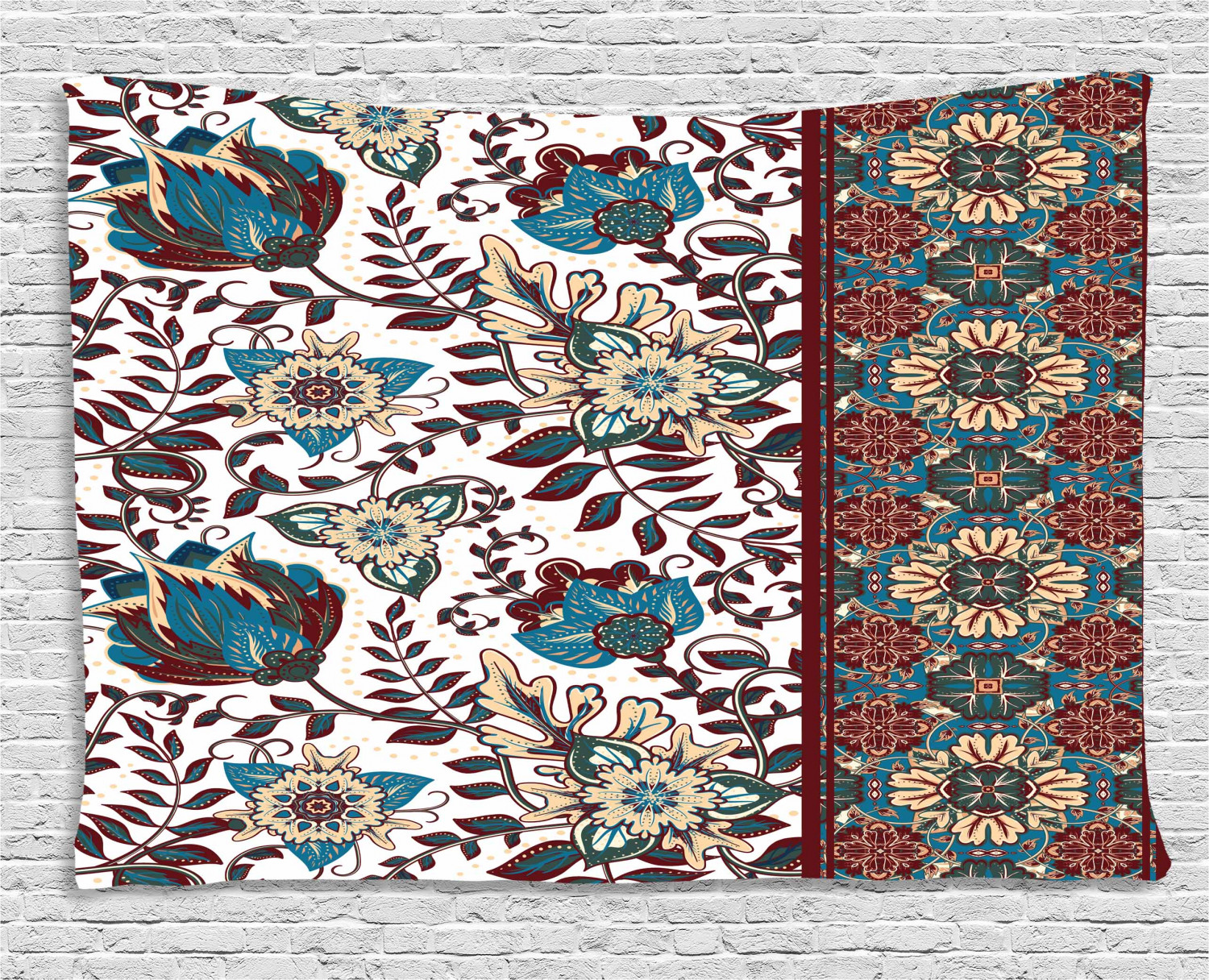 Arabesque Tapestry, Islamic Floral Pattern and Border Traditional ...