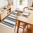 Abstract Geometric Stripe Dot Rectangle Rug 2'x6' Dark Blue Lines on ...