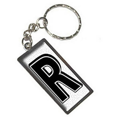 Letter R Initial Sprinkles Black White Keychain Key Chain Ring ...