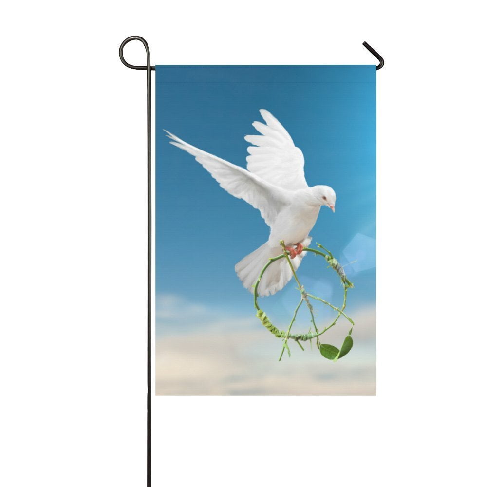 MYPOP Dove Holding Green Branch Peace Garden Flag 12x18 inches ...