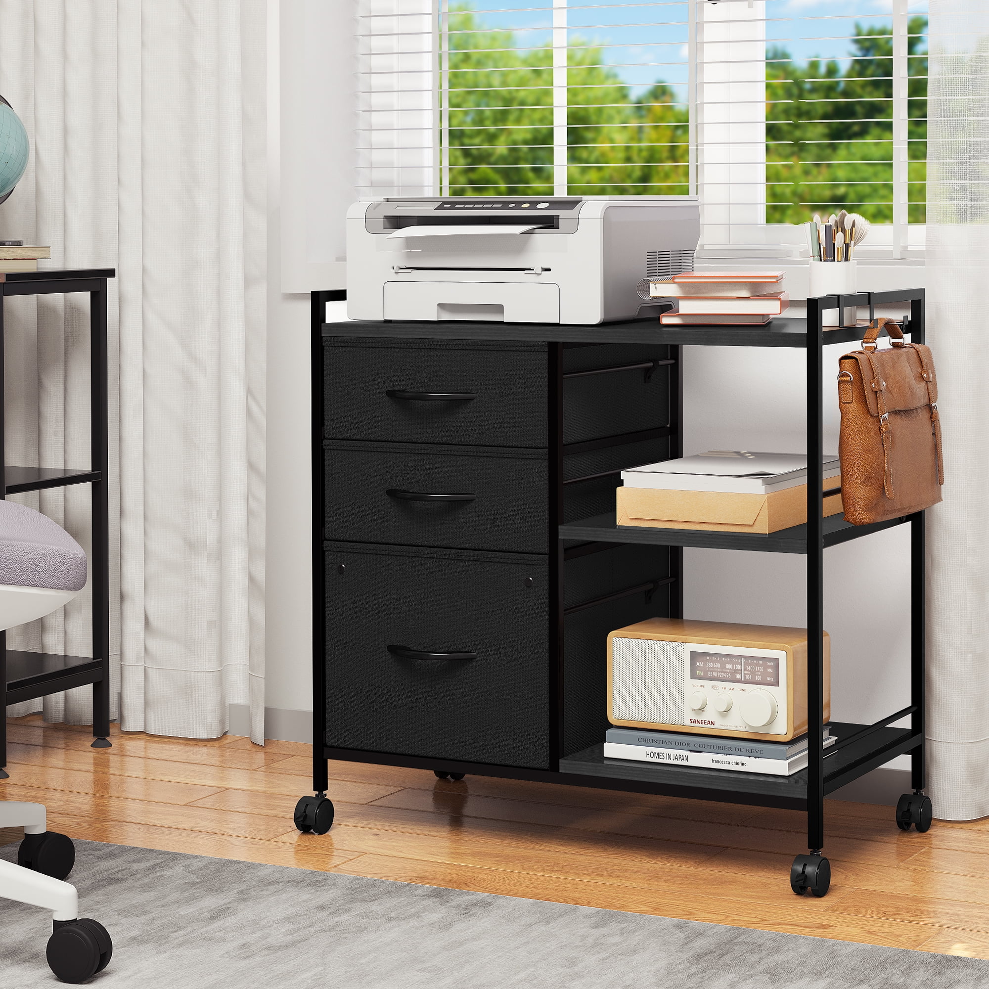 Dextrus 3 Drawer Mobile File Cabinet, Rolling Printer Stand with Open ...