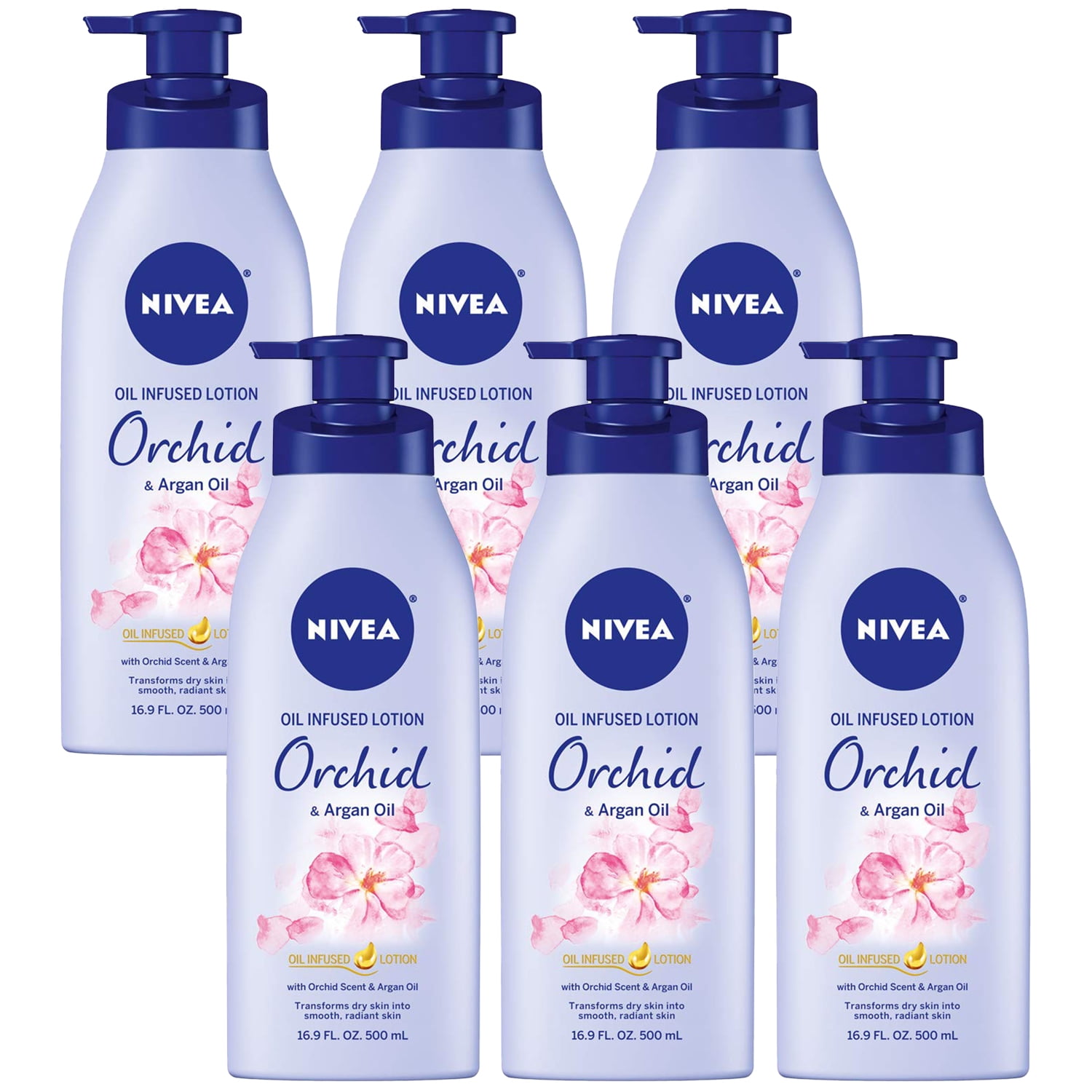 Pack of (6) NIVEA Oil Infused Body Lotion Orchid and Argan Oil, 16.9 ...