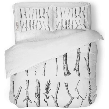 HATIART 3 Piece Bedding Set Detailed and Precise Ink Drawing Wood Twigs ...