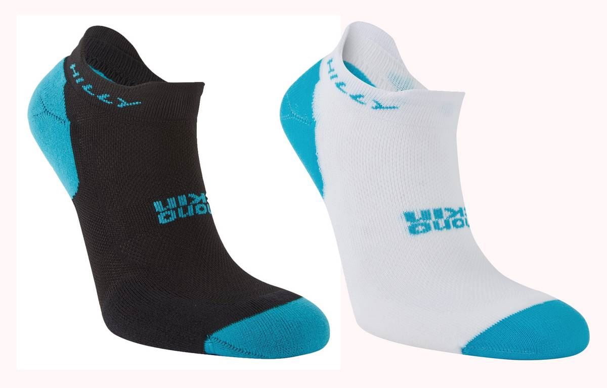 Hilly Active Socklet Min Twin Pack Socks - White/Black/Peacock ...