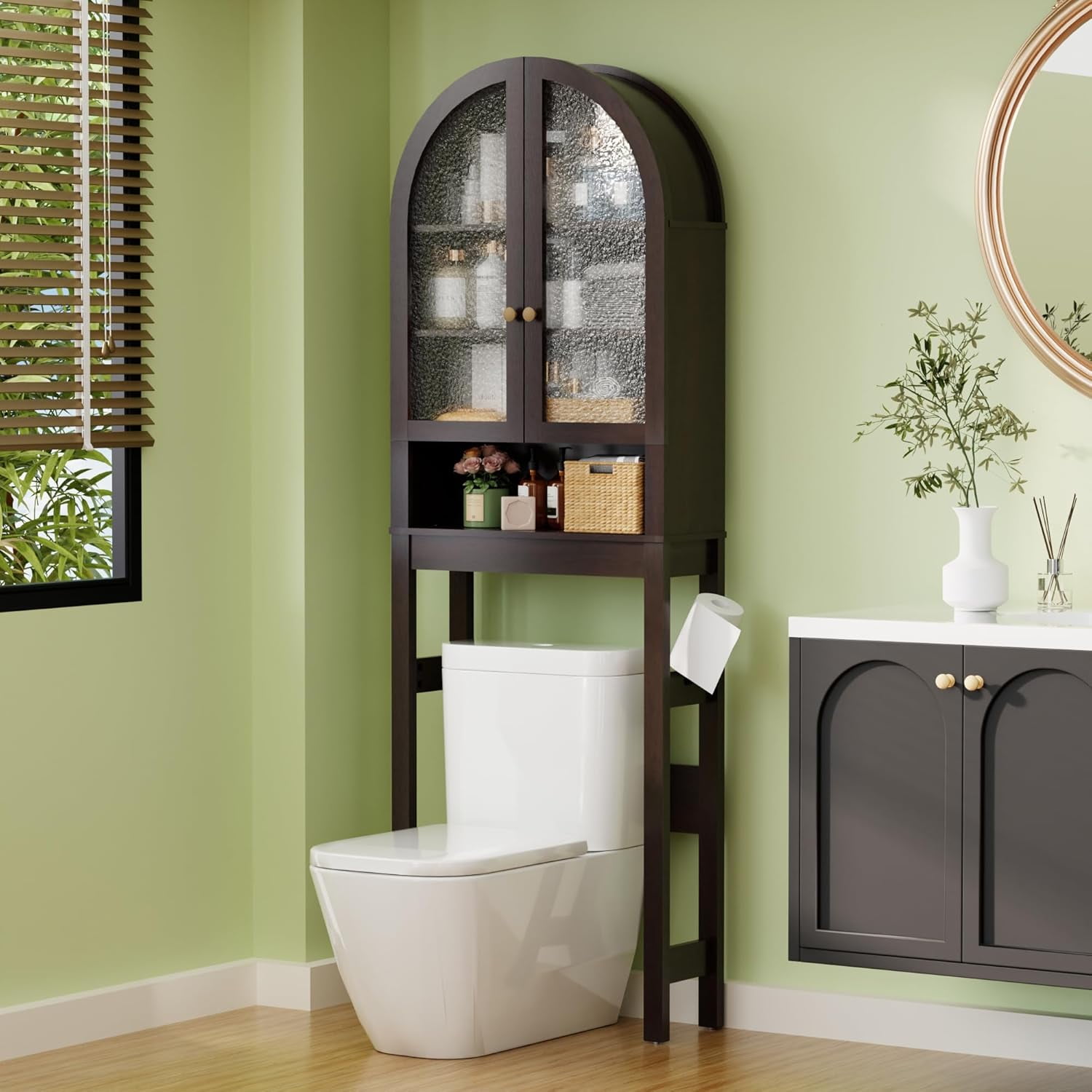 Over The Toilet Storage Cabinet 23.7\u201DW Cabinet with Rattan Doors ...