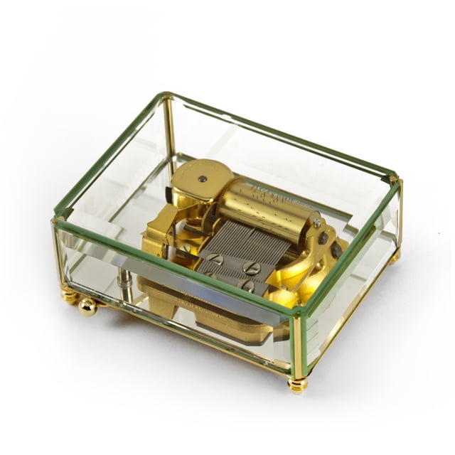 Stunning 30 Note Beveled Glass with Mirrored Base Crystal Music Box ...