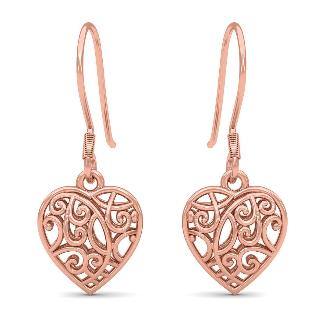 Shop Lc Heart Drop Dangle Earrings Jewelry Ts Rose Gold Over 925