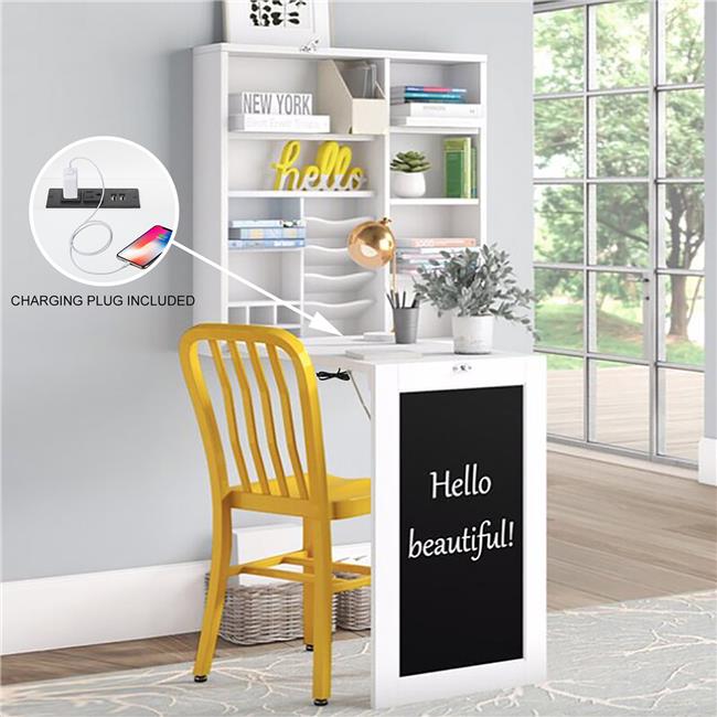 Utopia Alley Collapsible Fold Down Desk Table with Storage Cabinet ...