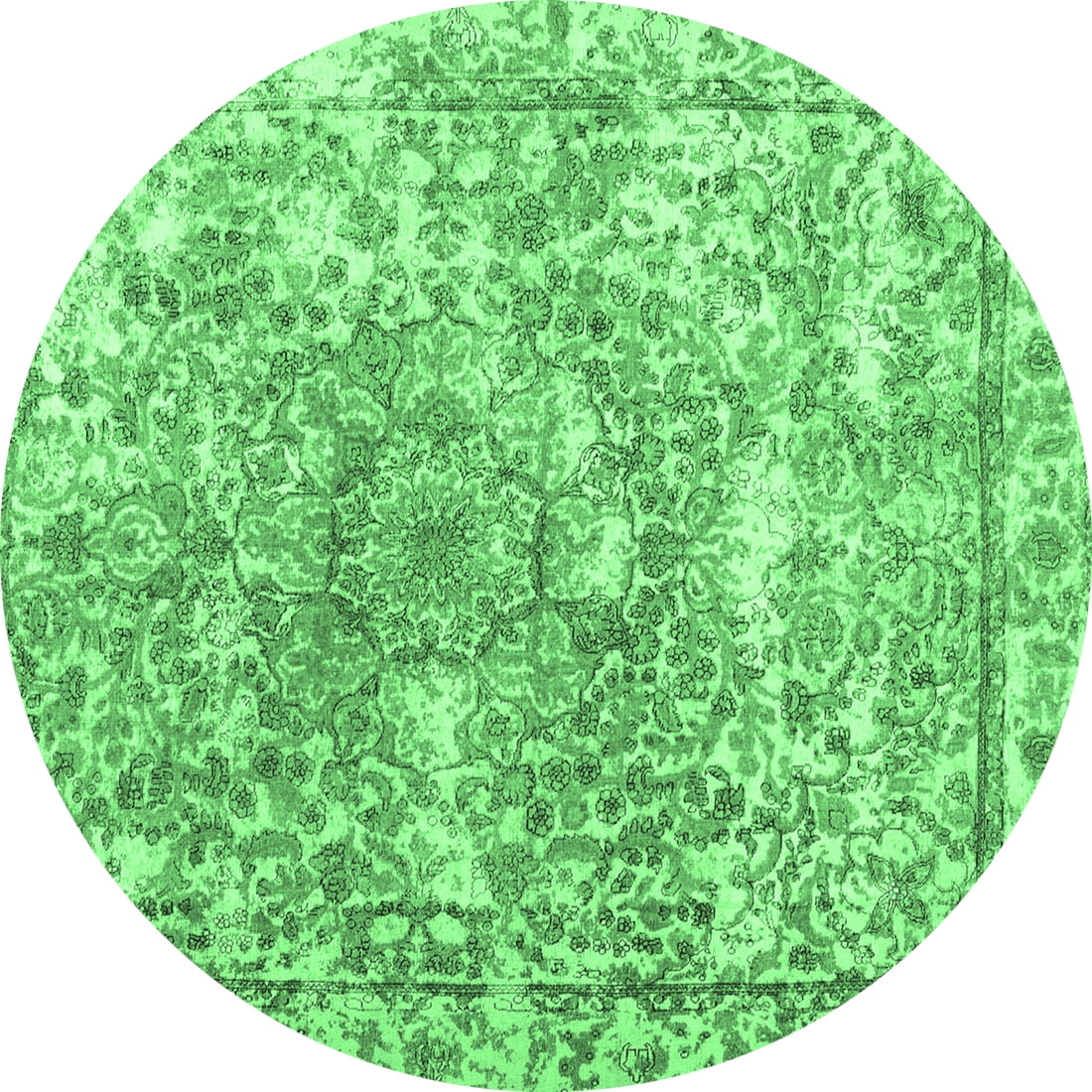 Ahgly Company Indoor Round Abstract Emerald Green Contemporary Area ...