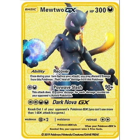 Mewtwo Metal Gold Plated Card, Charizard Vmax Dx Gx Metal Gold Card ...