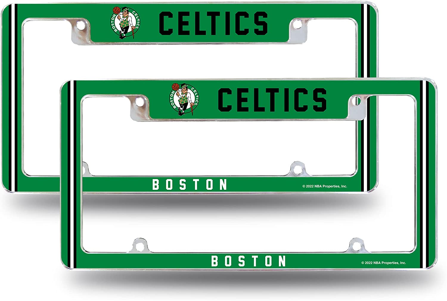 Boston NBA Celtics (Set of 2) Chrome Metal License Plate Frames with ...