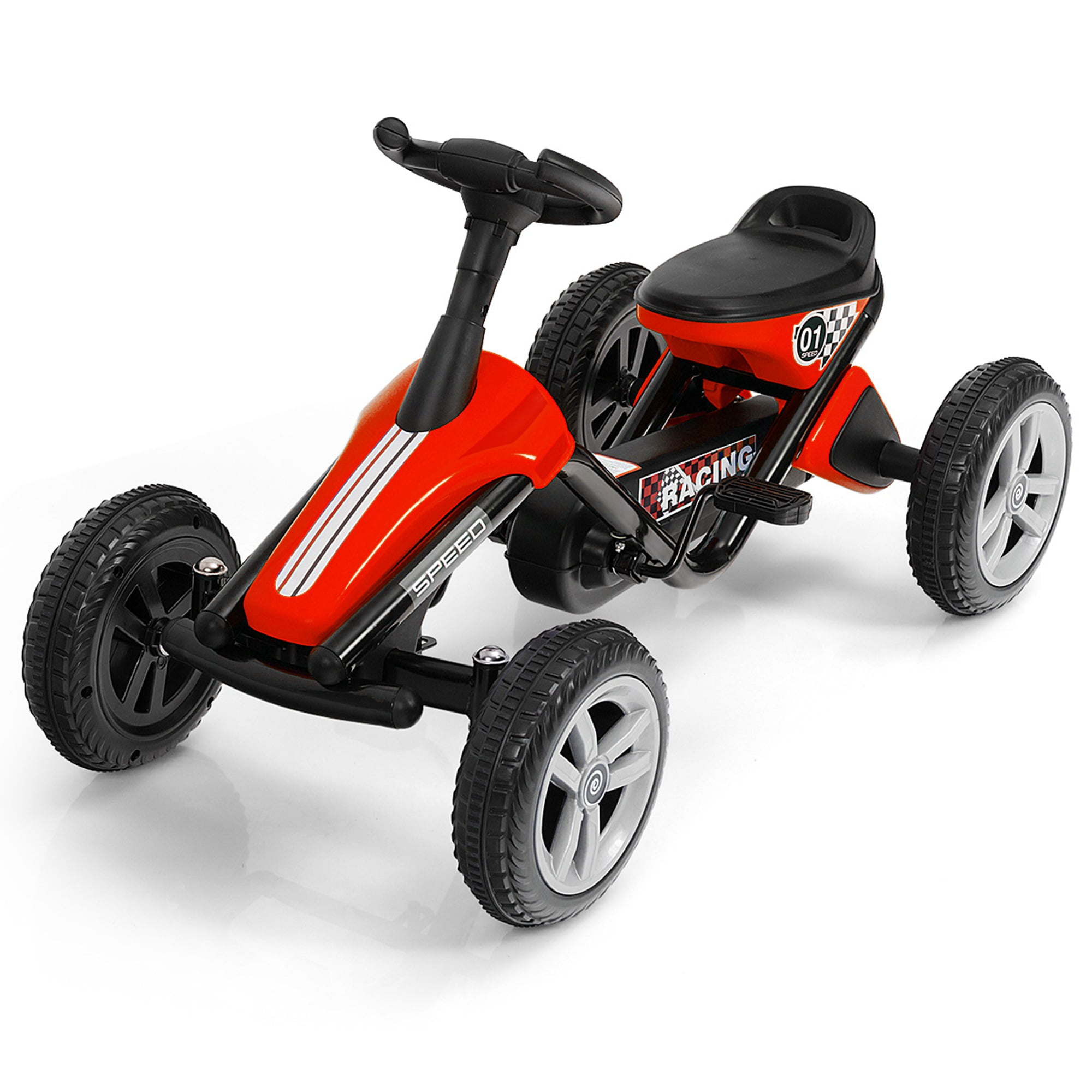 Kids Go Kart, 4-Wheel Pedal Powered Ride On Racer Car for Kids, Boys ...