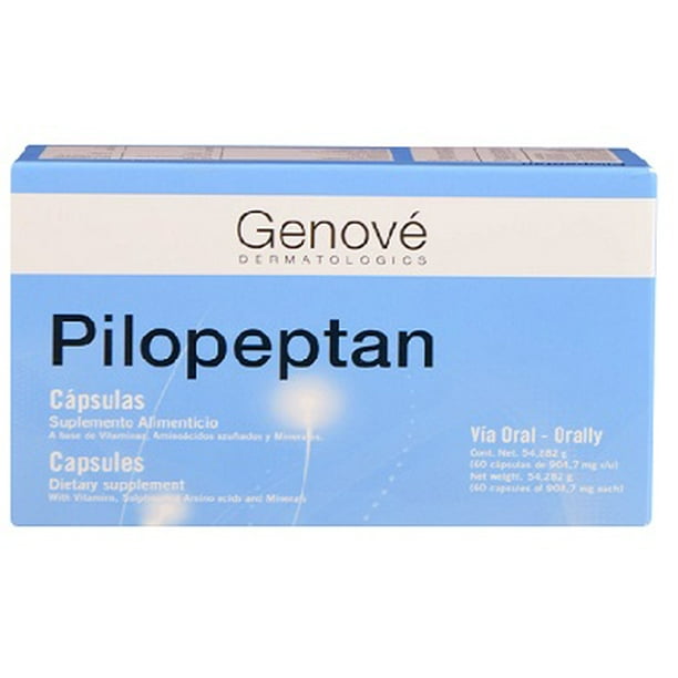PILOPEPTAN. VITAMINAS. GENOVE CAP 904,7 MG C/60 | Bodega Aurrera en línea