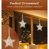 Lewondr Hanging Light Star Shape with Timer, Battery Operated Iron Wire ...