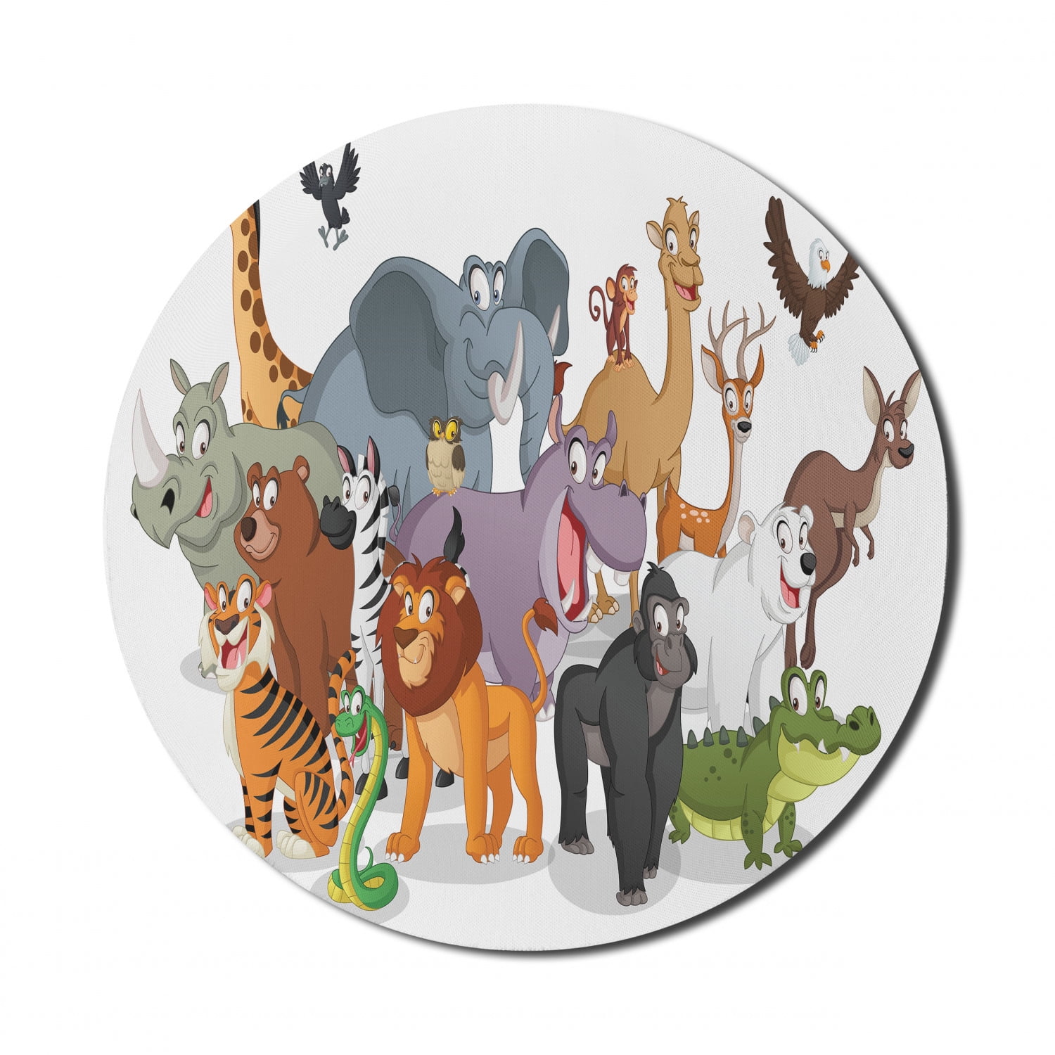 Animals Mouse Pad for Computers, Group of Cheerful Cartoon Woodland ...