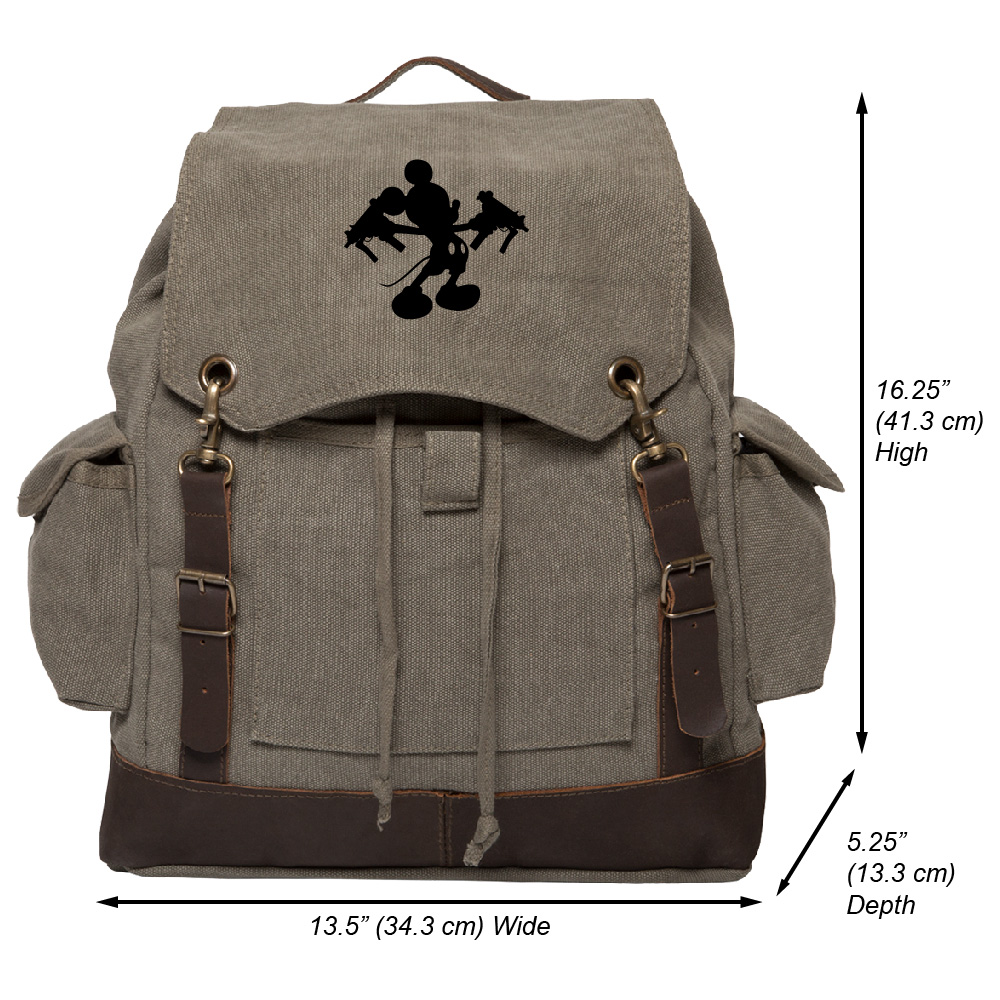 Mini Uzi Mickey Vintage Canvas Rucksack Backpack with Leather Straps ...