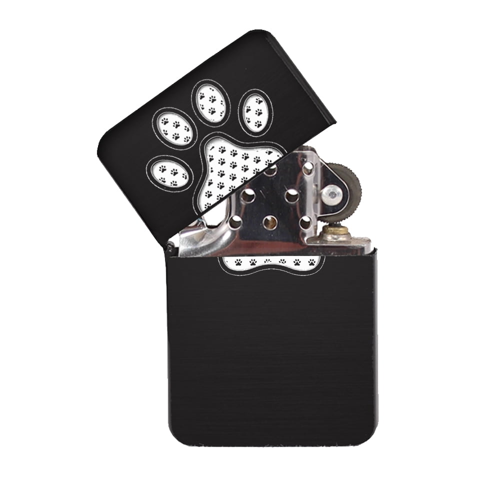 KuzmarK Black Windproof Flip Top Lighter - Puppy Dog Paw Paws - Walmart.com