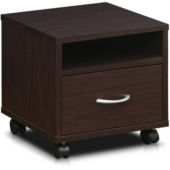 Furinno Indo Petite Under Desk Utility Cart with Casters, Espresso ...