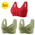 REUFTI 3PC Woman's Comfortable Lace Breathable Bra Underwear No Rims ...