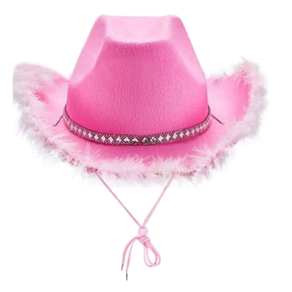 Women Western Styles Cowboy Hat Pink Cowboy Caps with Blinking Tiara ...