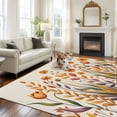 5x7 Area Rugs for Living Room, Fall Flowers Non Slip Area Rugs for ...
