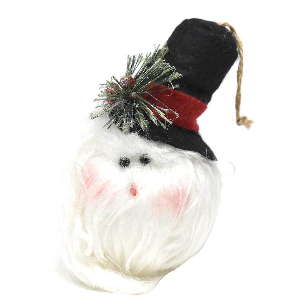 Small Plush Snowman Head and Top Hat Christmas Decor, White, 5-1/2-Inch ...
