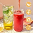 32oz Ribbed Glass Coffee Cup w/Lid & Straw, Large Iced Tea Glass, Boba ...