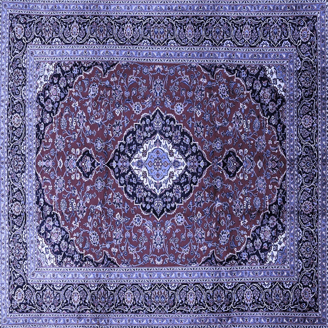 Ahgly Company Indoor Square Medallion Blue Traditional Area Rugs, 4 ...