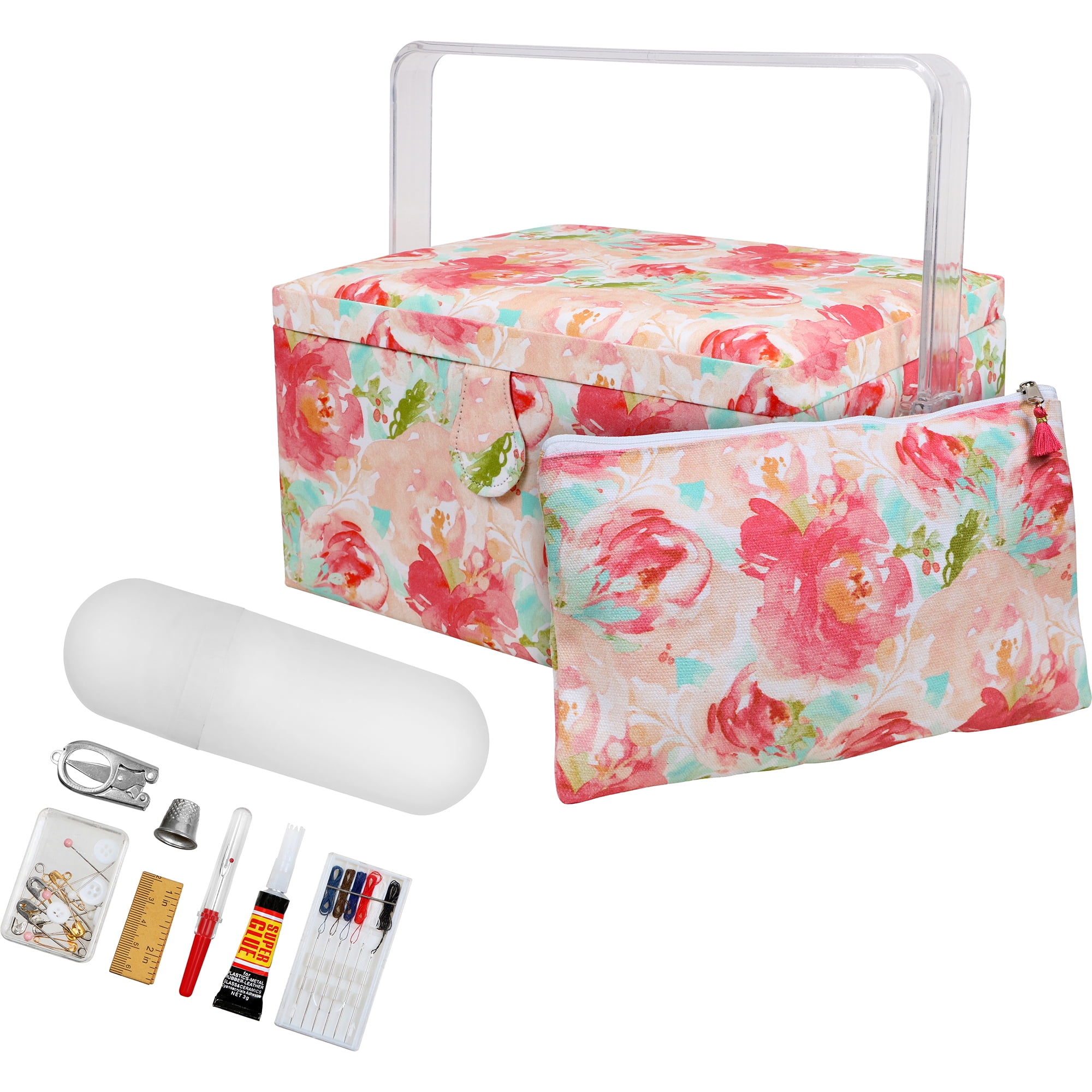SINGER Large Premium Sewing Basket Watercolor Floral Print with ...