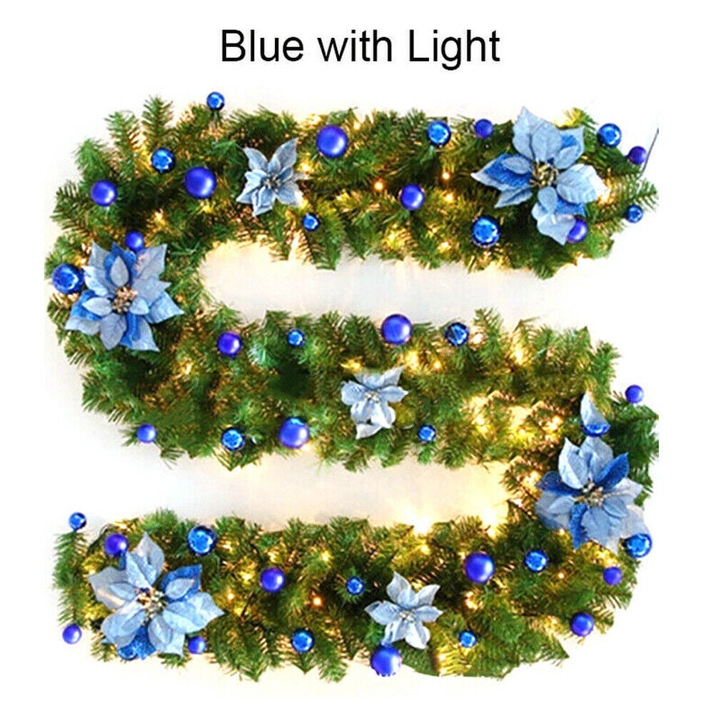 HESHENG 9Ft Artificial Christmas Garland with Lights, Pre-lit Garland ...