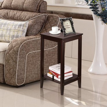 Small Round 2 Tier Wooden Side End Table for Small Spaces Bedroom ...