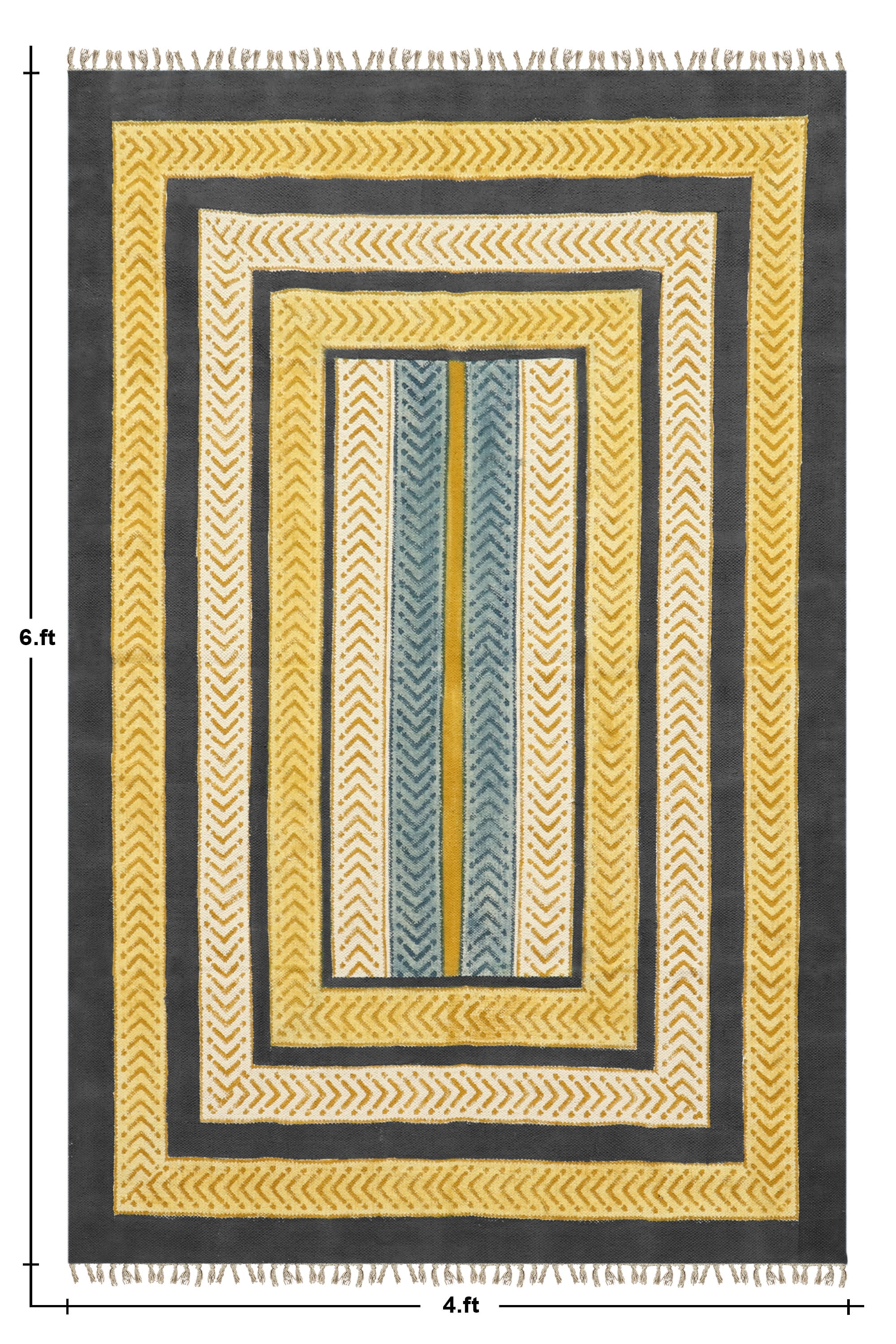 Casavani Tapis Dhurrie en Coton Imprimé à la Main Gris pour Salle d ...