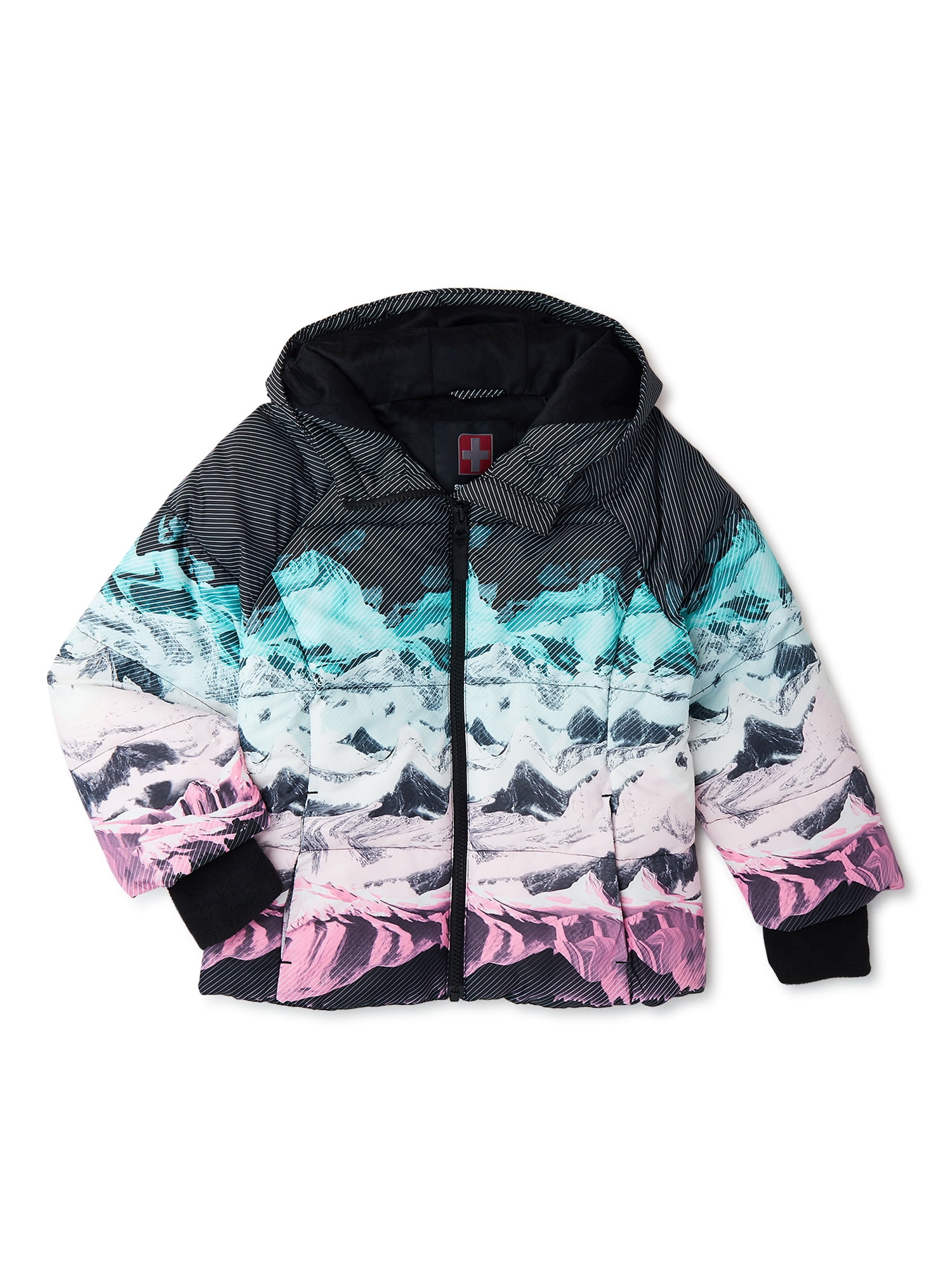 Swiss Tech Girls Winter Puffer Jacket with Hood, Sizes 4-18 & Plus ...
