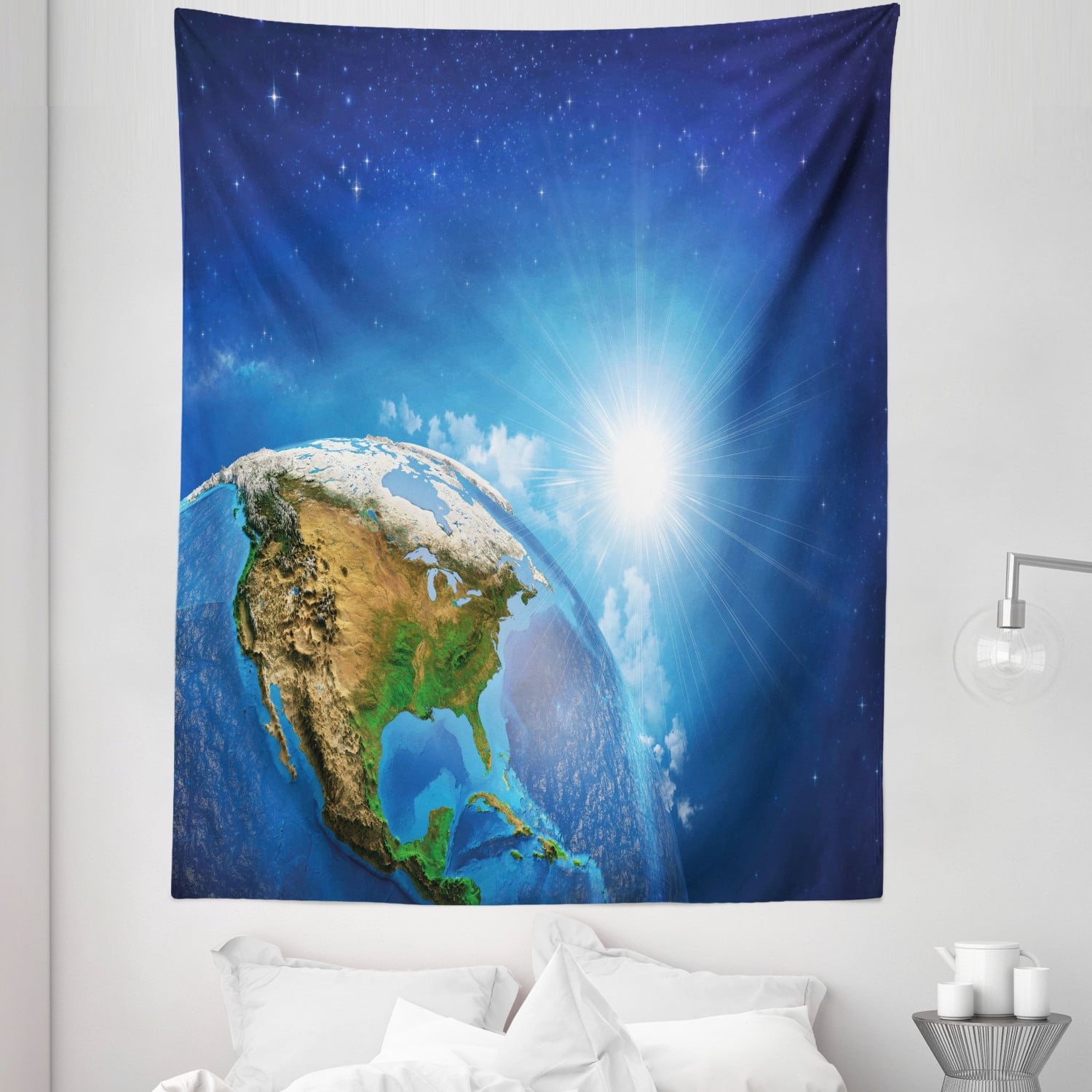 Earth Tapestry, United States View in Space Rising Sun over the Earth ...