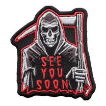 See You Soon Grim Reaper Patch, Red, Black, Gray, Fabric, Manufactured ...