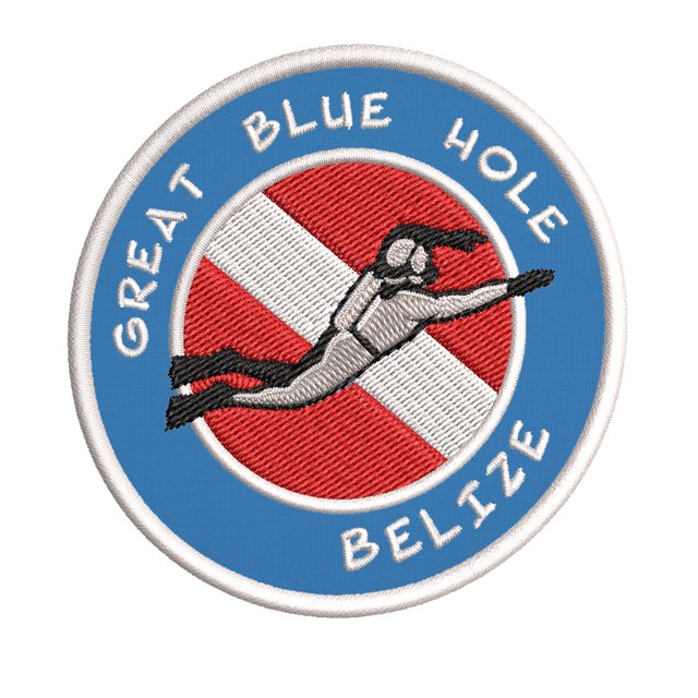 Great Blue Hole, Belize Scuba Diver Flag 3.5 Inch Iron Or Sew On Embroidered Fabric Badge Patch ...