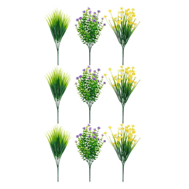 Flores de plástico, flores artificiales, 9 ramos, plantas artificiales ...