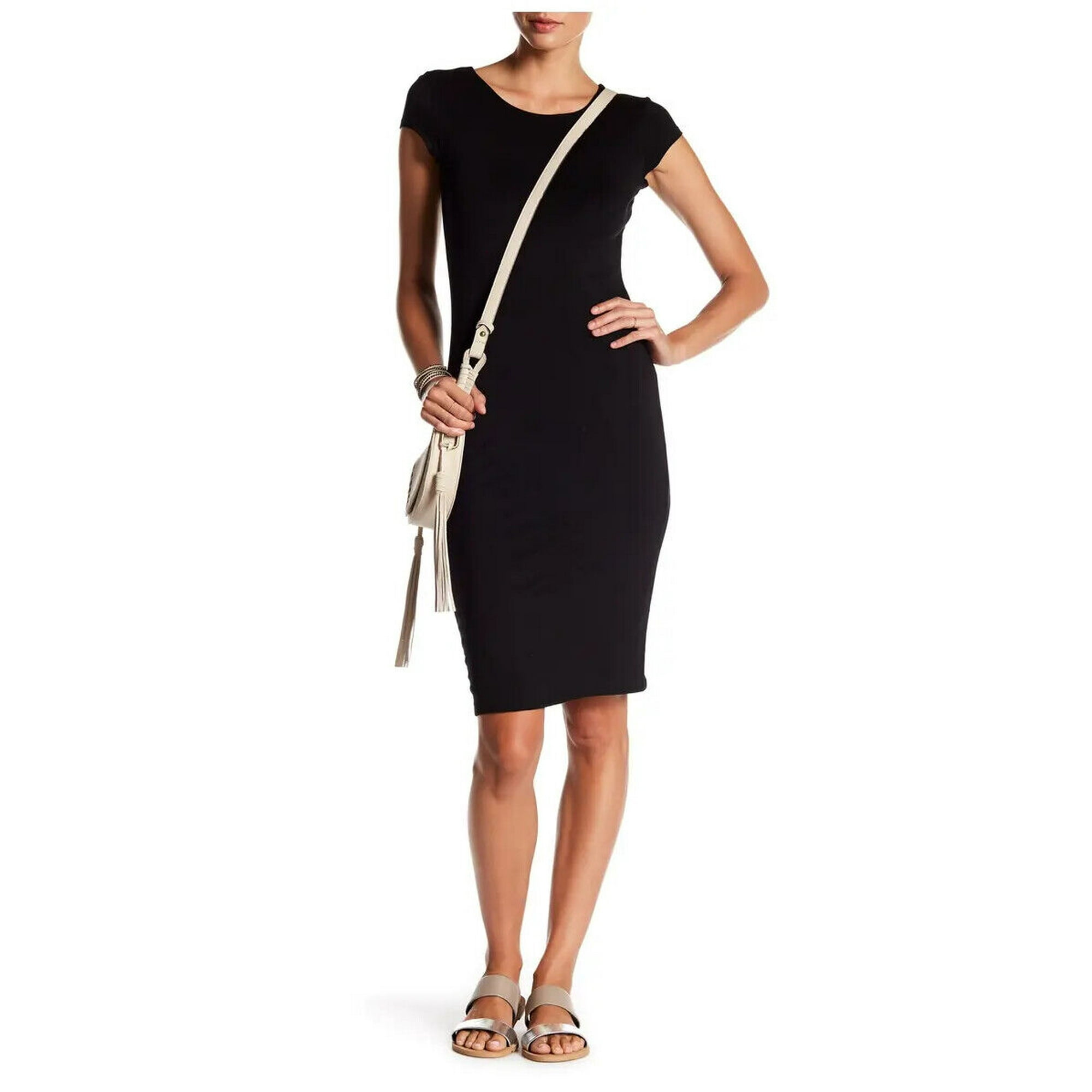 Click here for Velvet Torch Cap Sleeve Bodycon Dress Black Size L... prices