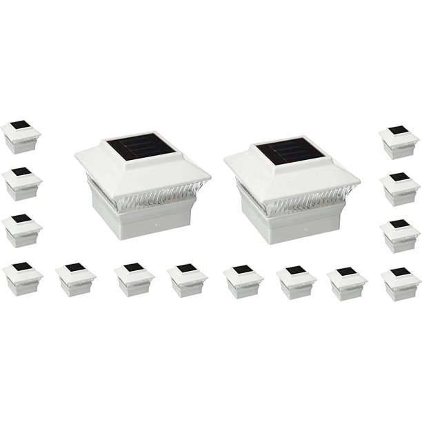 16 Pack Solar 4X4" Fence Post Cap Light with One LED Bulbs WHITE Garden ...