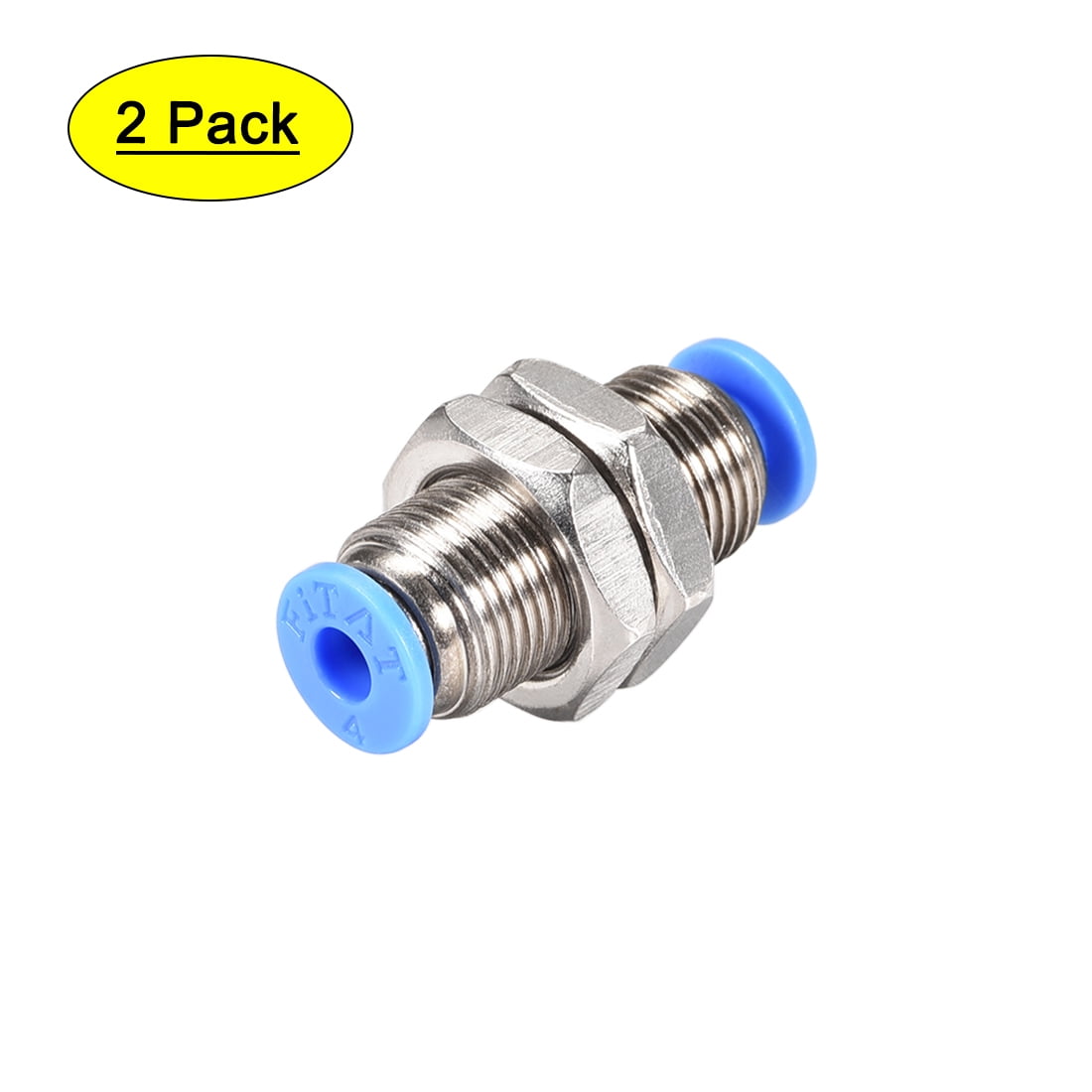 Push to Quick Air Connect Fittings Bulkhead Union 4mm Tubing OD 2Pcs ...