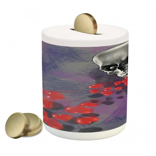 Skull Piggy Bank, Skeleton in Love Throw Out Puke of Hearts Deadly ...