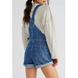 Pink Queen Women's Ziggy Shortalls Denim Overalls with Adjustable ...