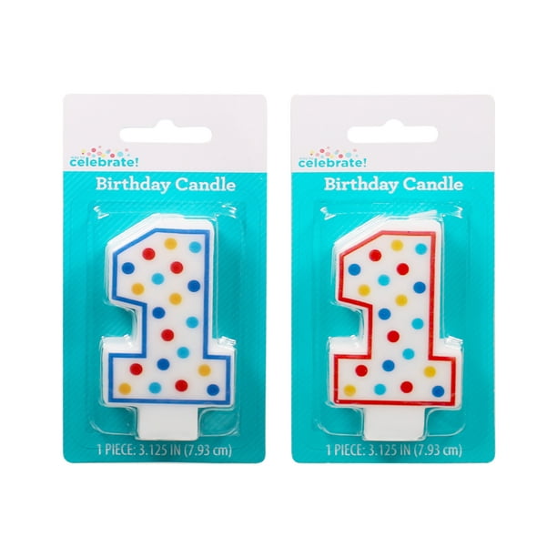 WAY TO CELEBRATE! Assorted Colors Birthday Candle, Number 1 - Walmart.com
