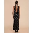 Black Polka Dot Halter Deep V-Neck Fishtail Maxi Dress For Evening ...